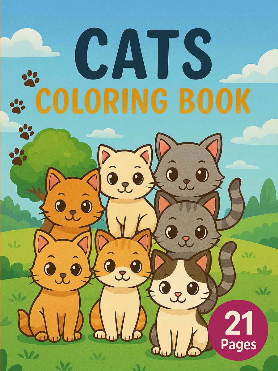 Kitten's Adventures - 21 Cat Coloring Pages - Printable Coloring Book Pages