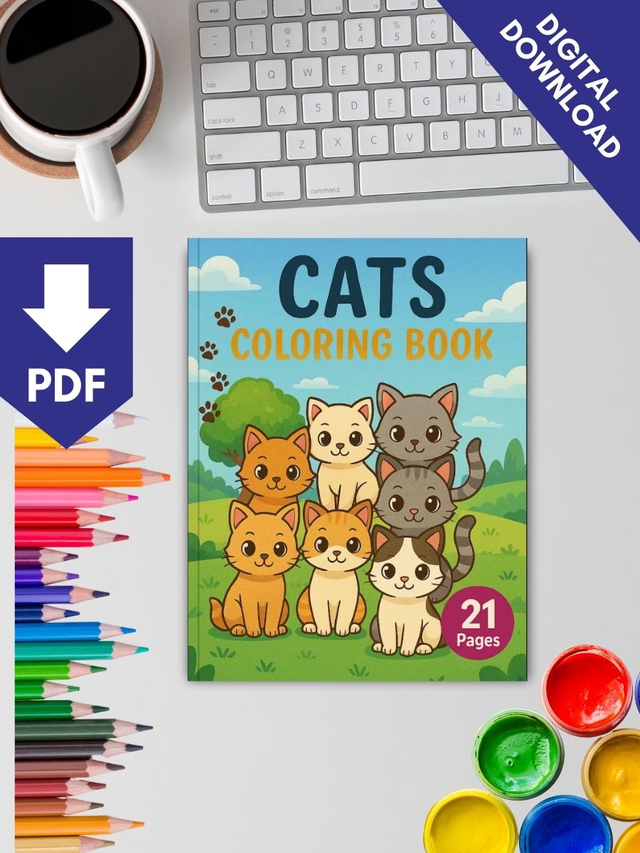 Kitten's Adventures - 21 Cat Coloring Pages - Printable Coloring Book Pages