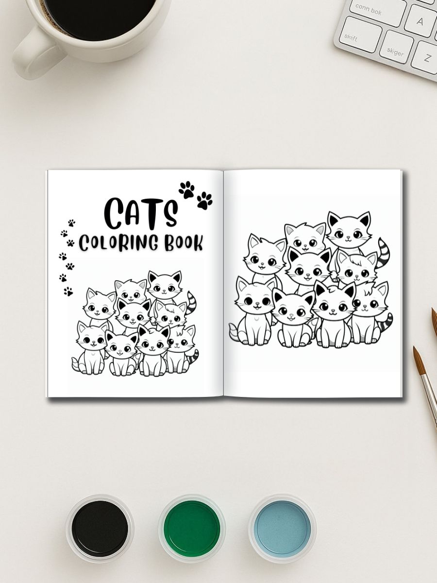 Kitten's Adventures - 21 Cat Coloring Pages - Printable Coloring Book Pages