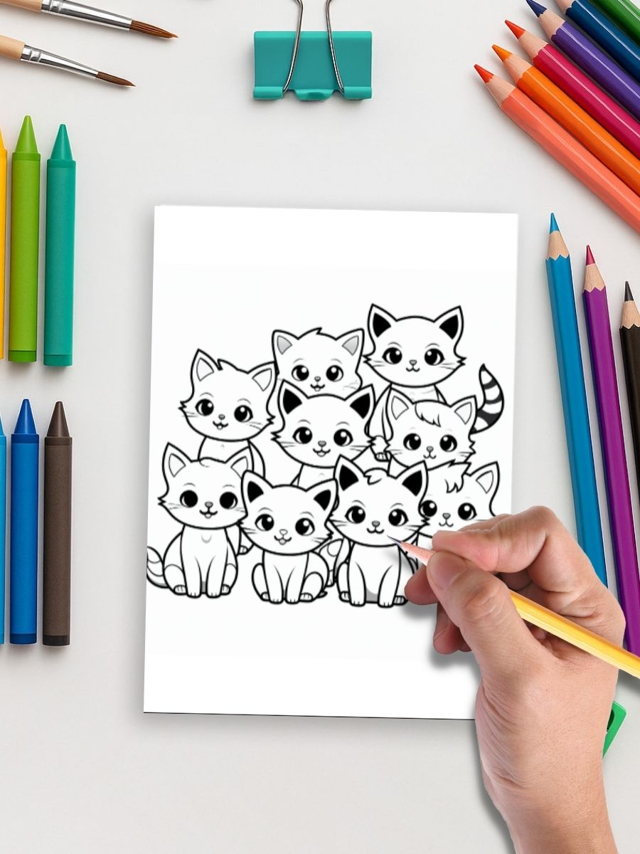 Kitten's Adventures - 21 Cat Coloring Pages - Printable Coloring Book Pages
