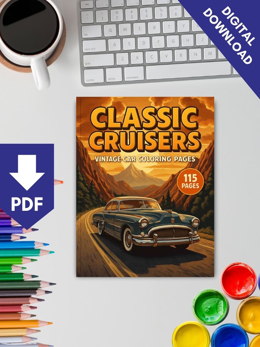 Classic Cruisers – 115 Vintage Car Coloring Pages - Printable Coloring ...