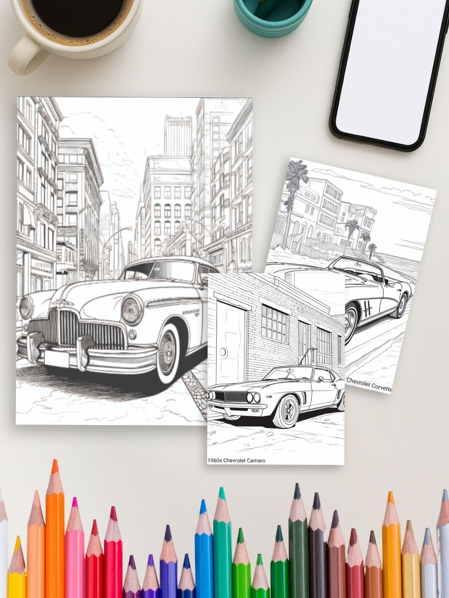Classic Cruisers – 115 Vintage Car Coloring Pages - Printable Coloring ...