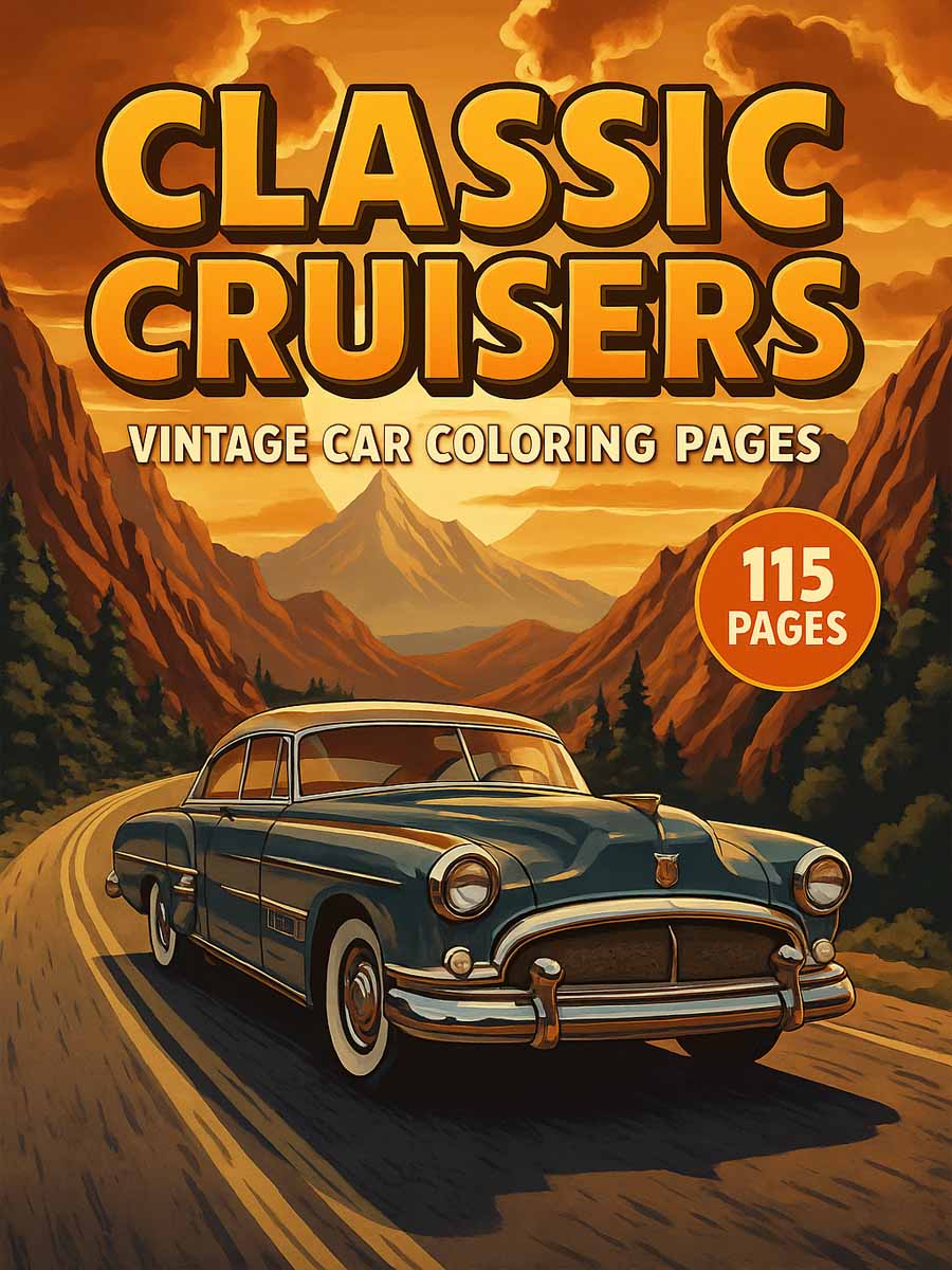 Classic Cruisers – 115 Vintage Car Coloring Pages - Printable Coloring ...