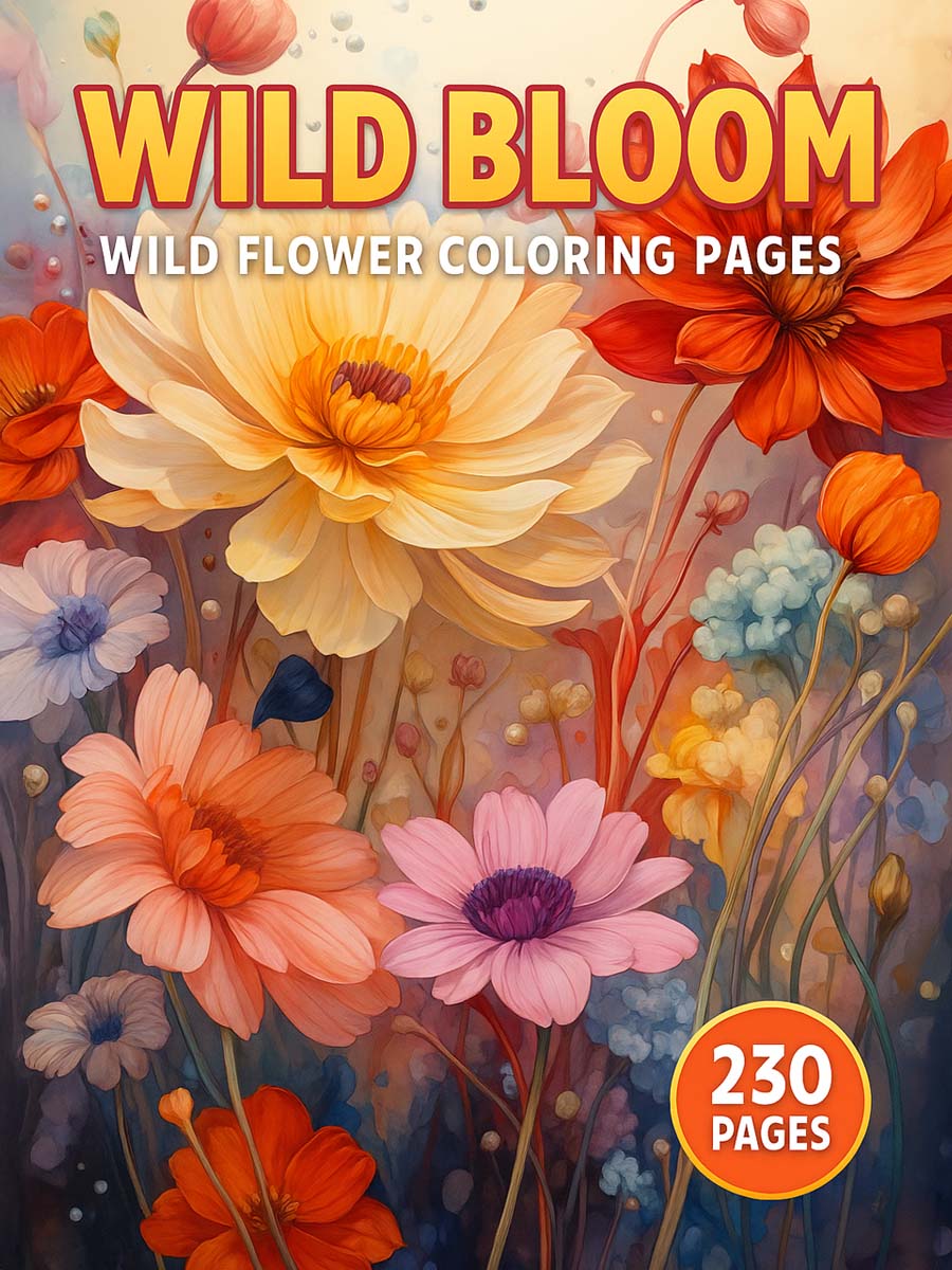 Wild Bloom – 230 Wild Flower Coloring Pages - Printable Coloring Book Pages